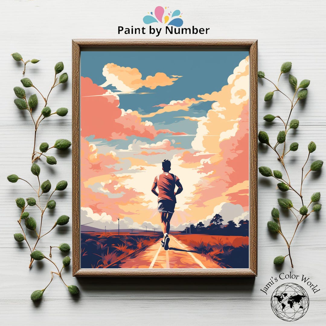 Runner Paint by Number Kit, Sport Painting Kit, Adult Color by Number ...