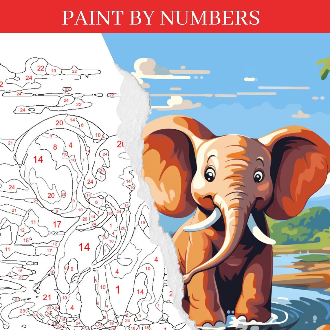 Elephant Paint by Number Kit, Animal Painting Kit, Adult Color by ...