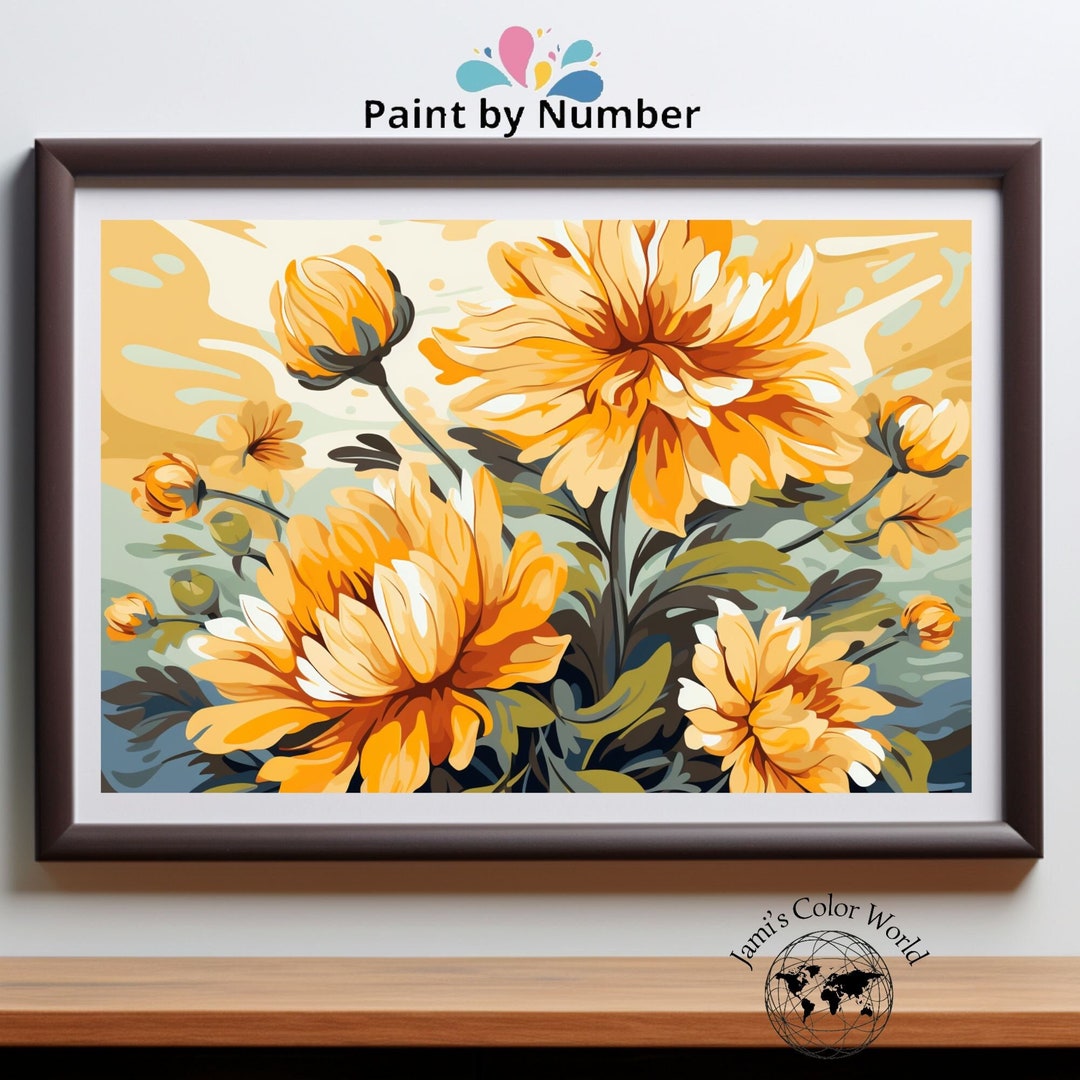 Floral Paint by Number Kit, DIY Flower Painting for Adults, Relaxing ...