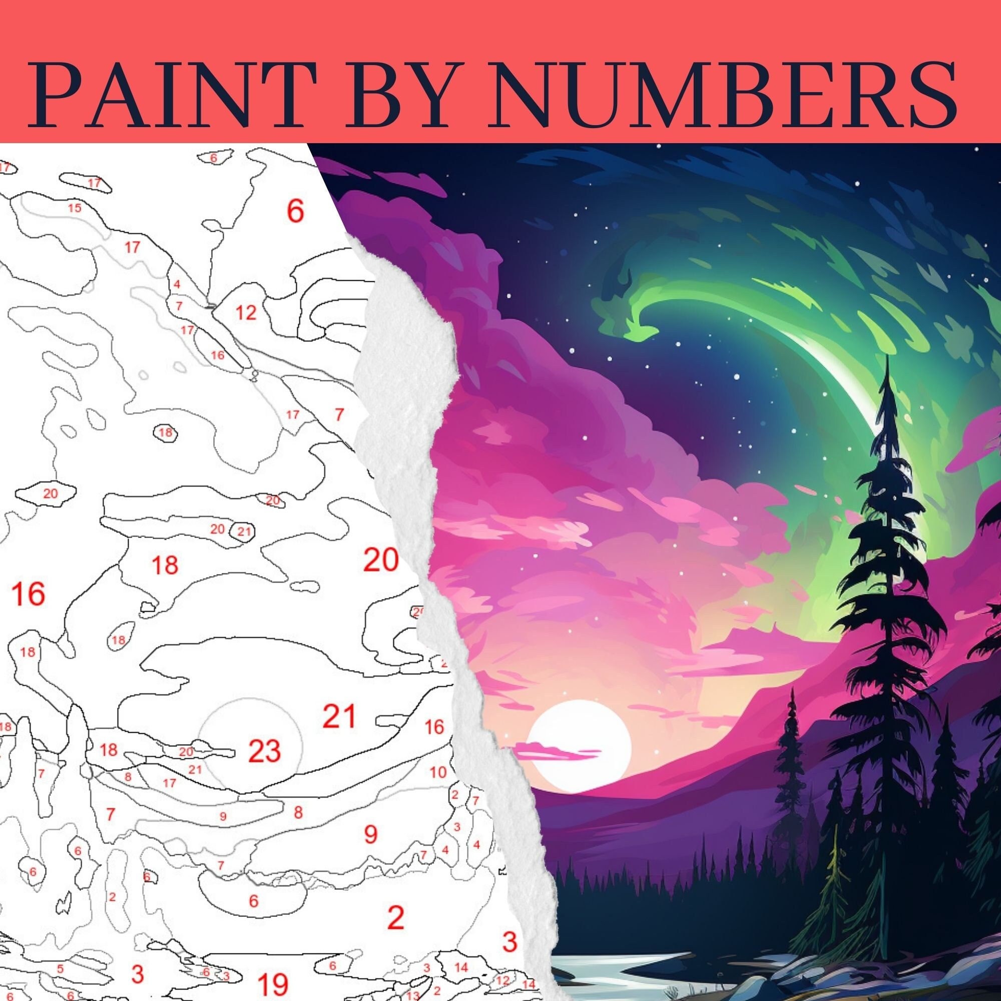 Northern Lights Paint by Number Kit, Landscape Painting Kit, Adult ...