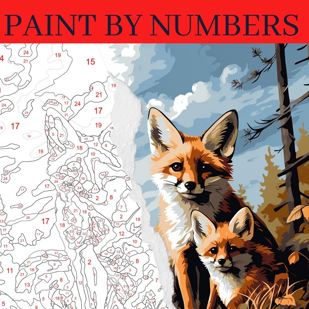 Fox Paint by Number Kit, Animal Painting Kit, Adult Color by Number ...