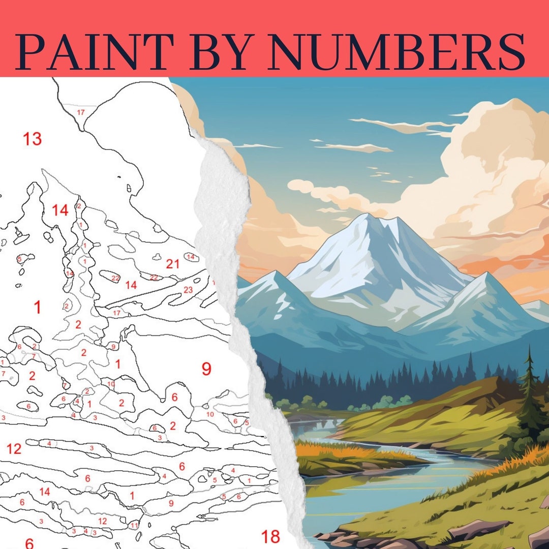 Mountain Paint by Number Kit, Landscape Painting Kit, Adult Color by ...