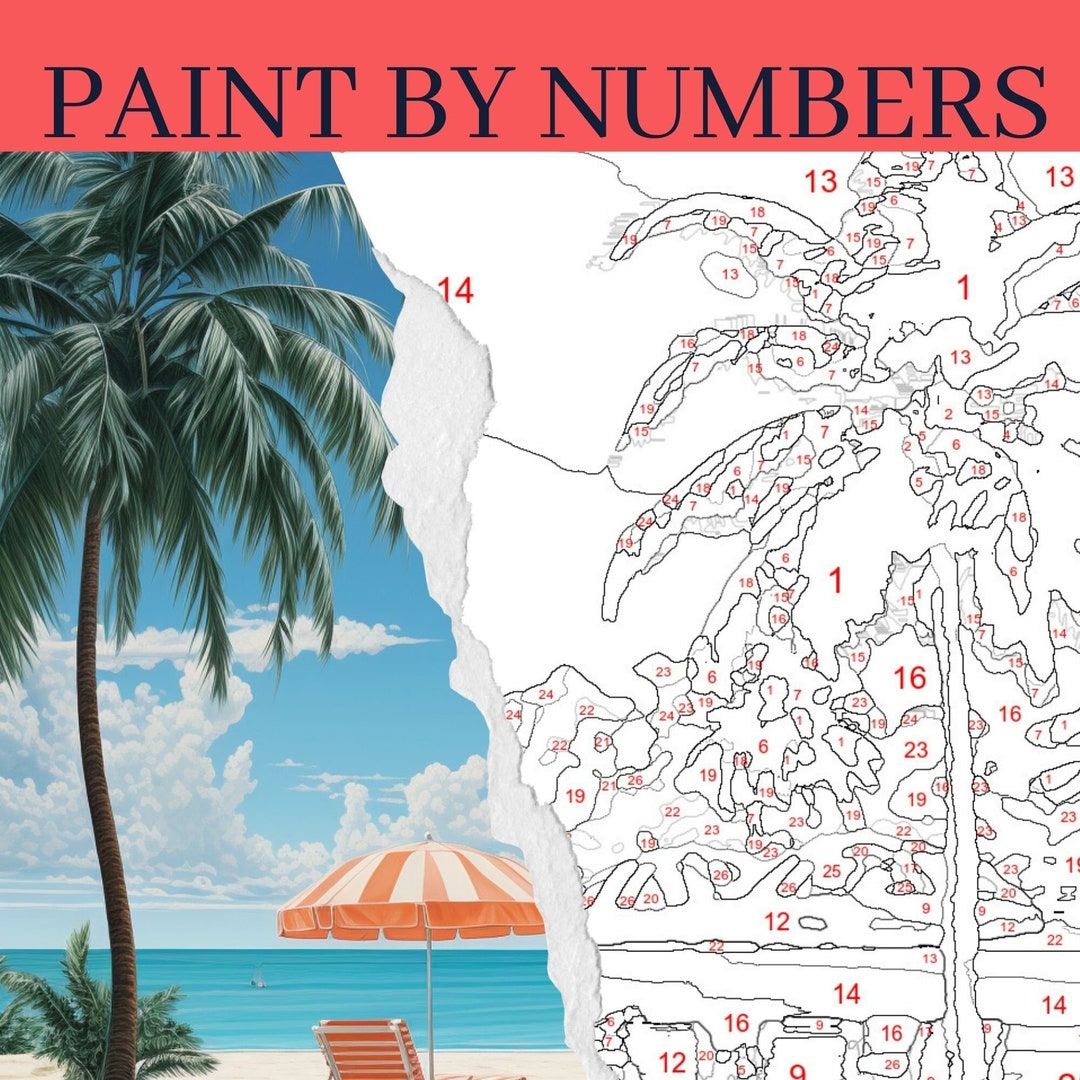 Beach Paint by Number Kit, Landscape Painting Kit, Adult Color by ...
