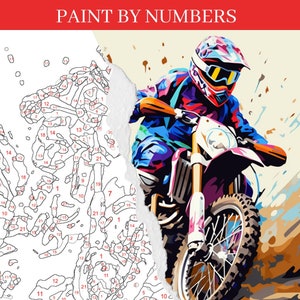 Motocross Paint by Number Kit, Sport Painting Kit, Adult Color by ...