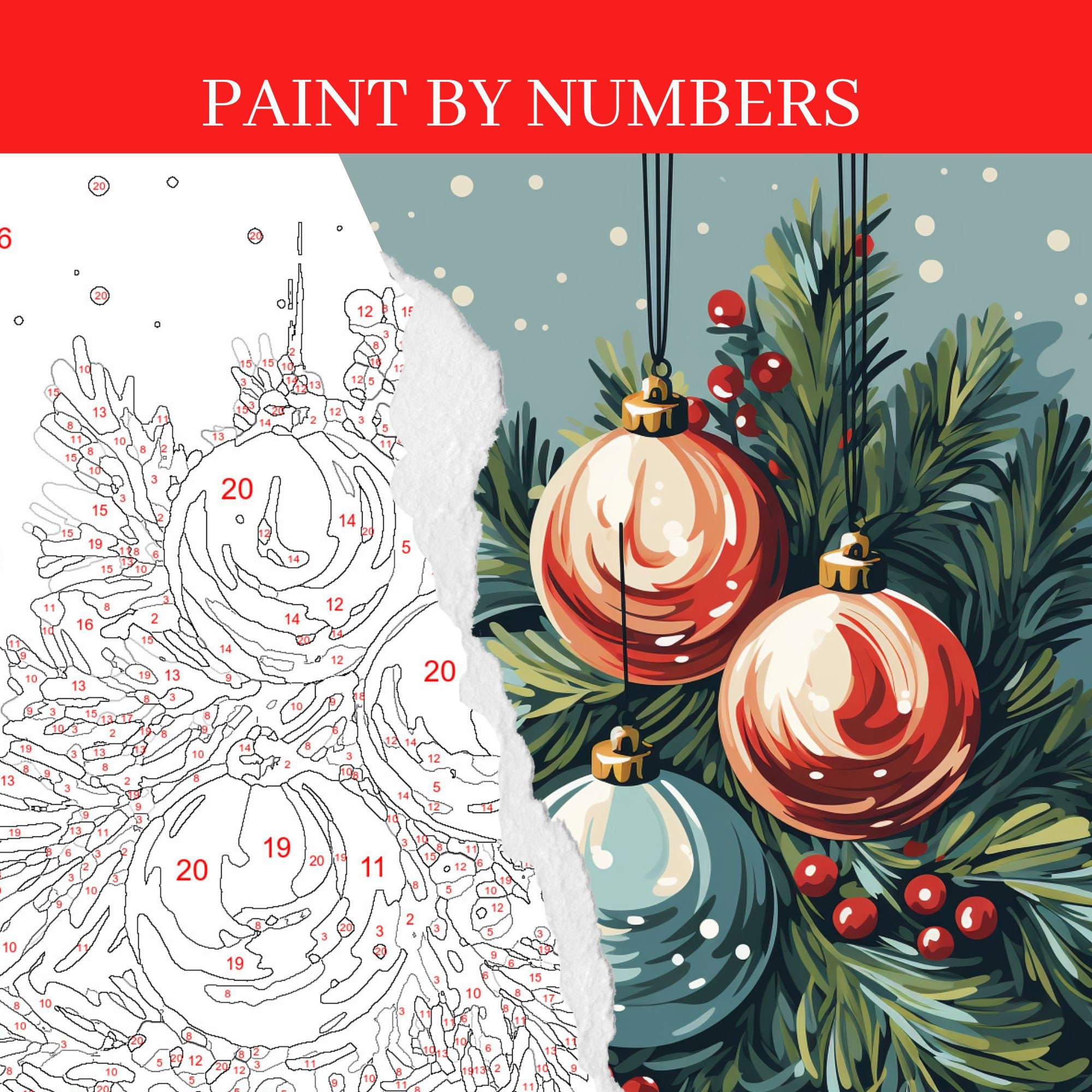 Christmas Paint by Number Kit, Colorful Christmas Baubles, Easy DIY ...
