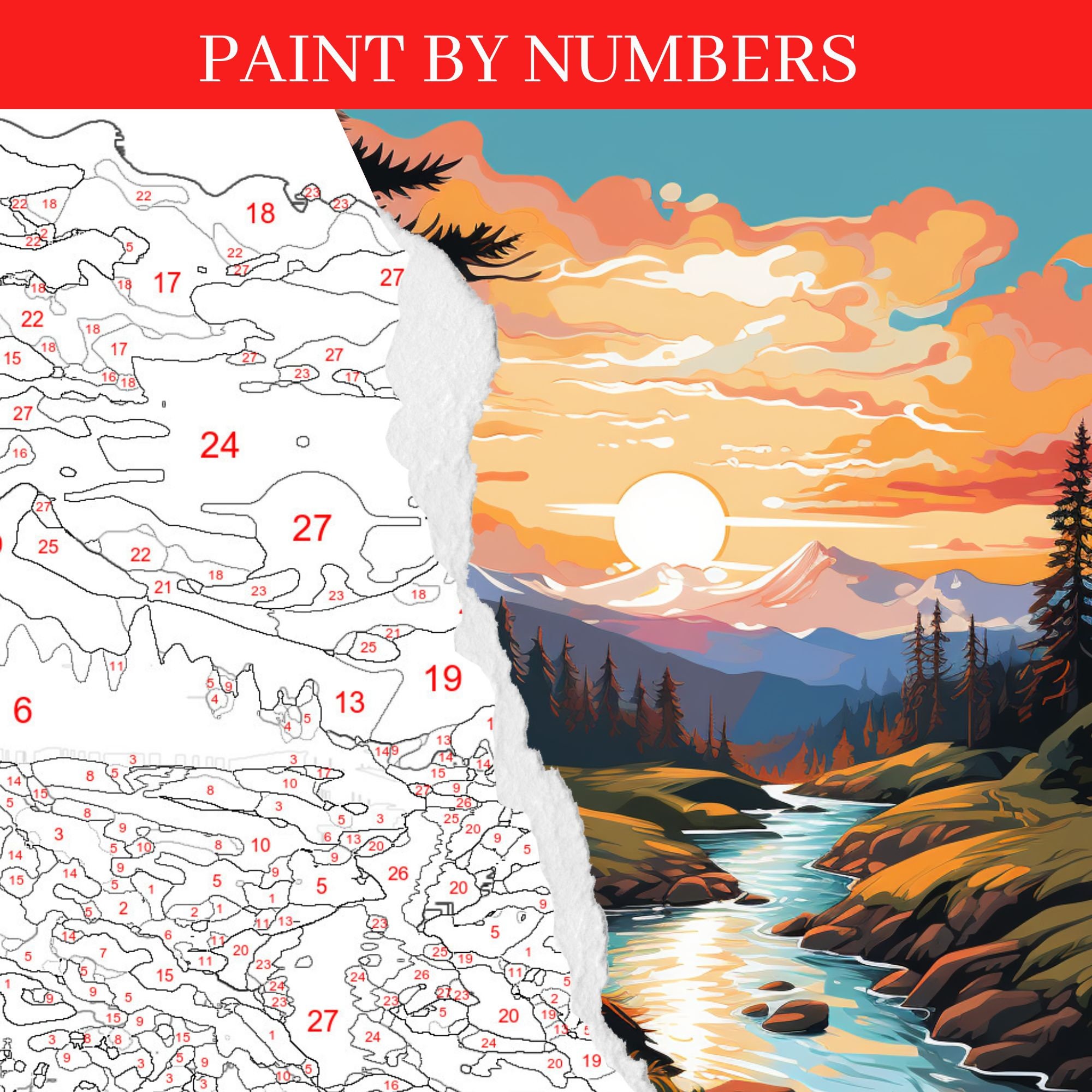 Countryside Paint by Number Kit, Landscape Painting Kit, Adult Color by ...