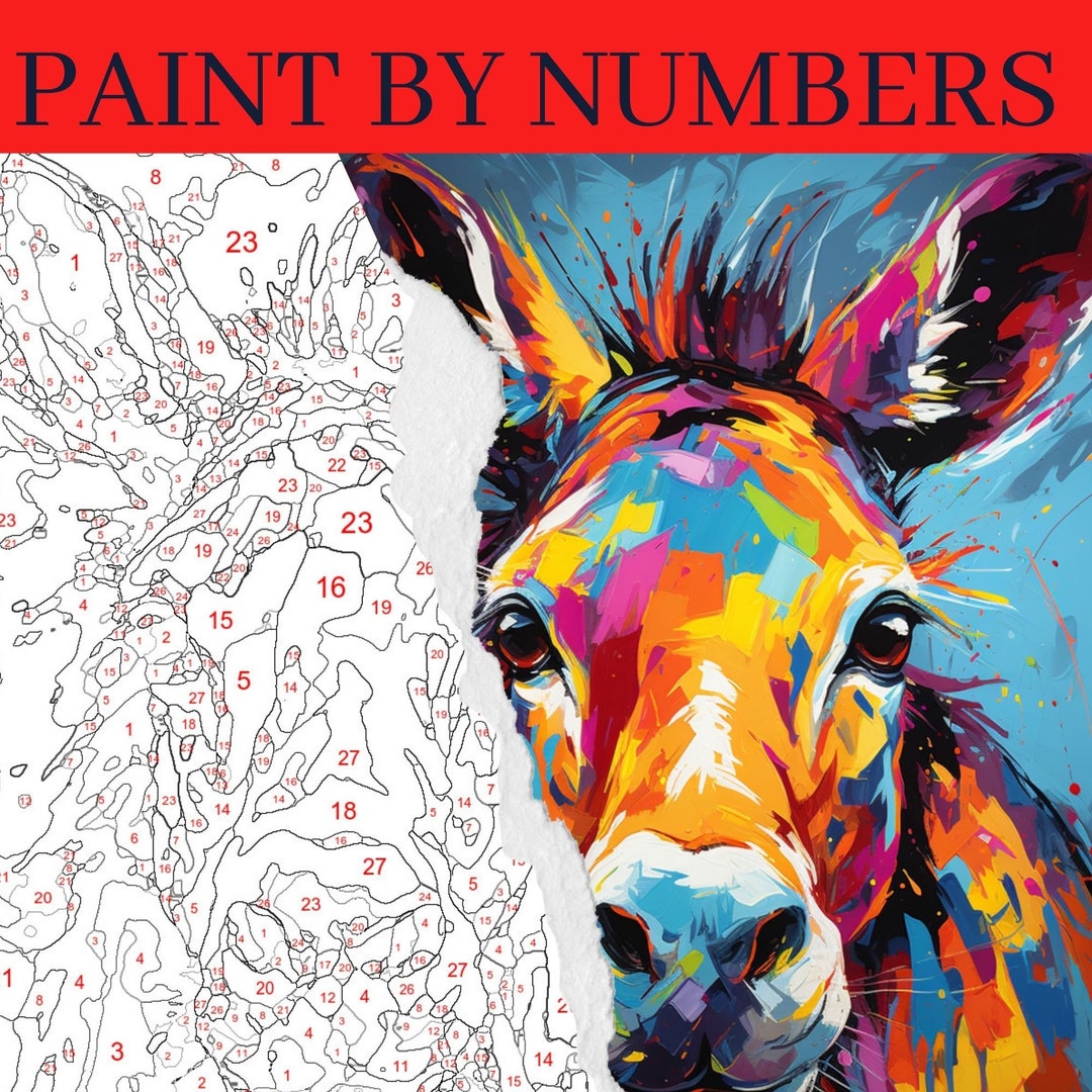 Donkey Paint by Number Kit, Animal Painting Kit, Color by Number, Adult ...