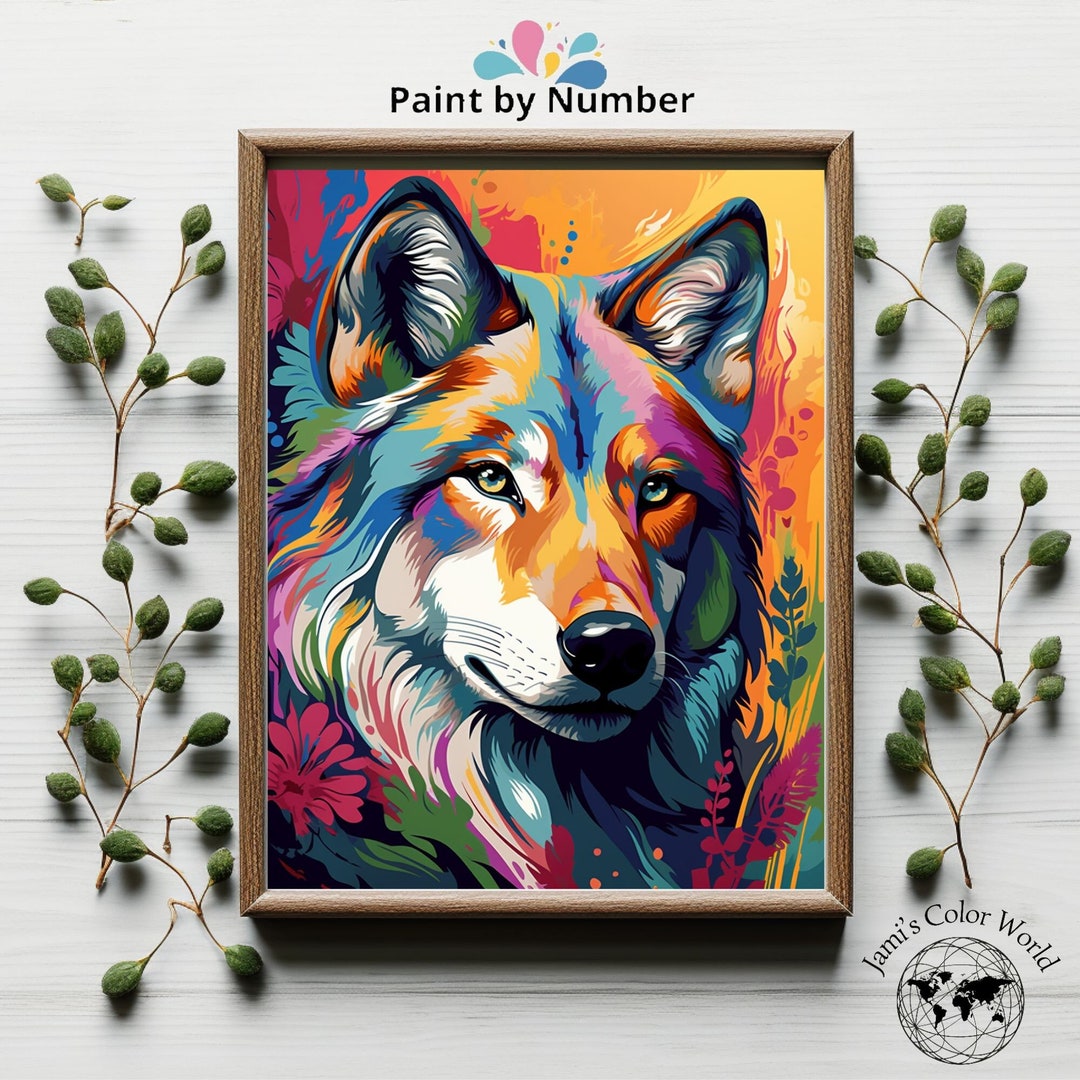Wolf Paint by Number Kit, Animal Painting Kit, Color by Number, Adult ...