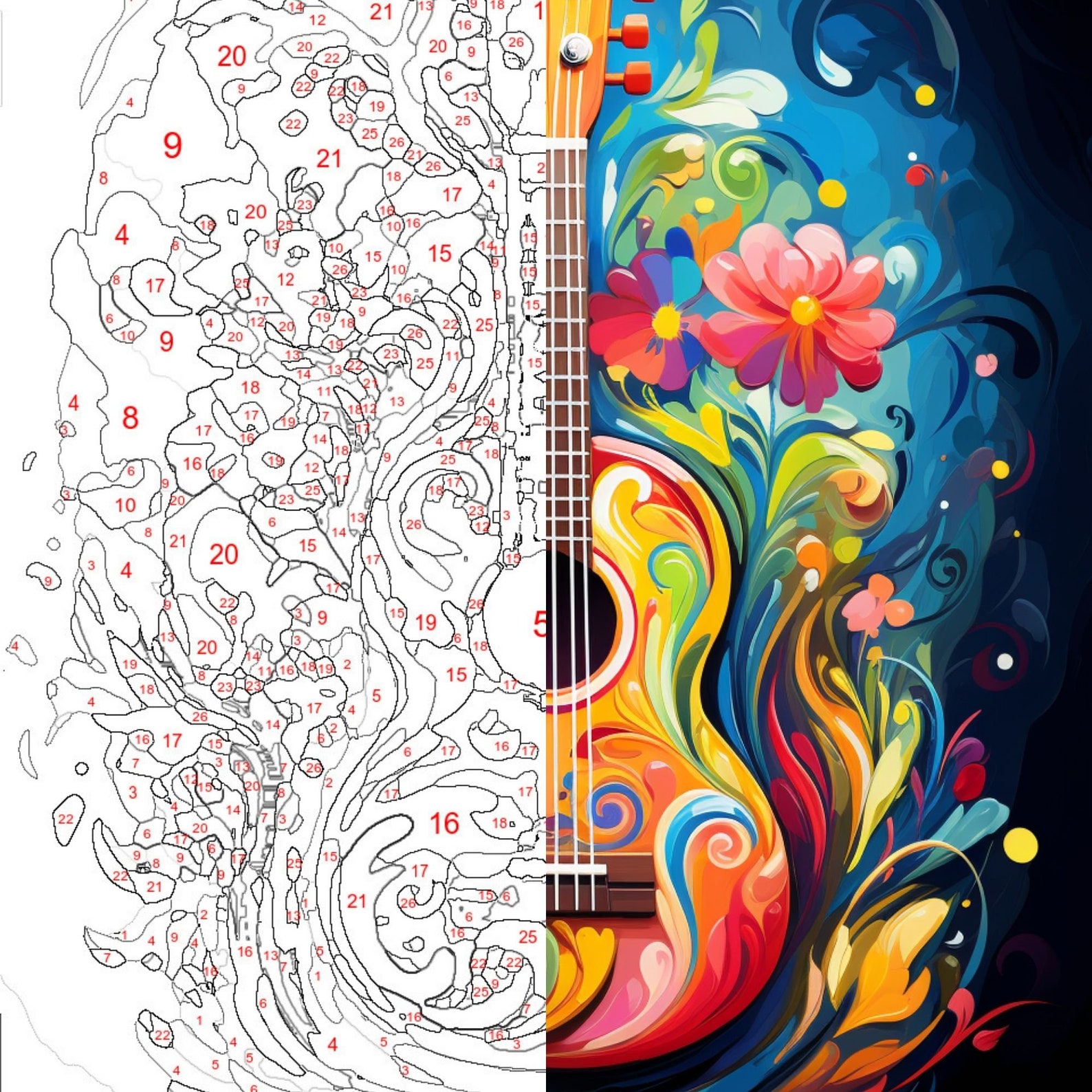 Ukulele Paint by Number Kit, DIY Musical Art, Numbered Painting Set for ...