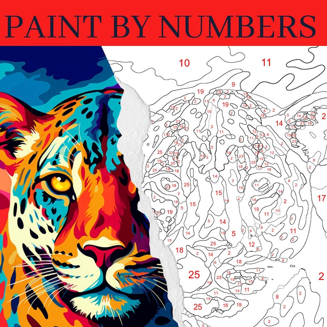 Cheetah Paint by Number Kit, Animal Painting Kit, Color by Number ...