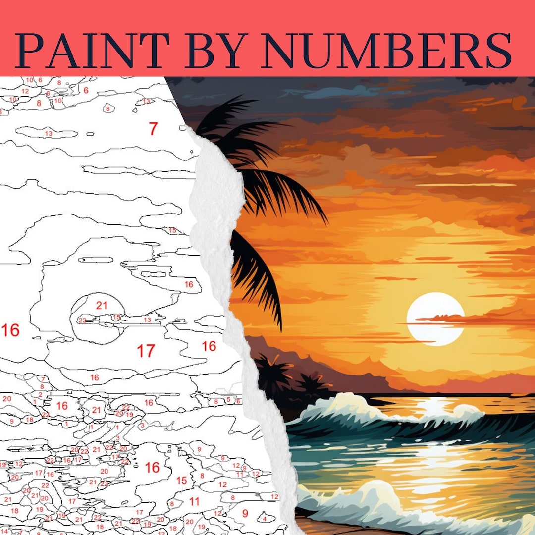 Sunset Paint by Number Kit, Landscape Painting Kit, Adult Color by ...