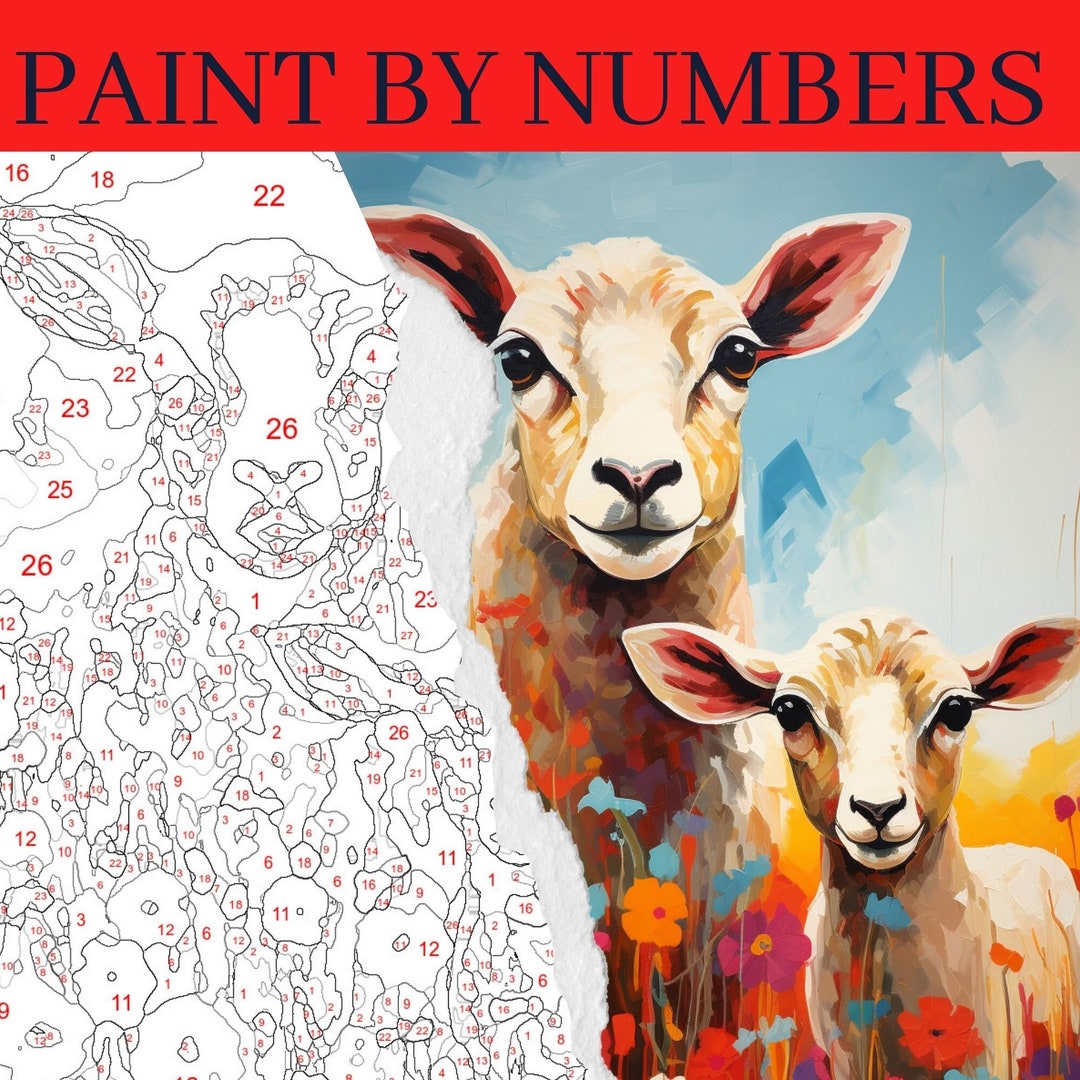 Sheep Paint by Number Kit, Animal Painting Kit, Color by Number, Adult ...