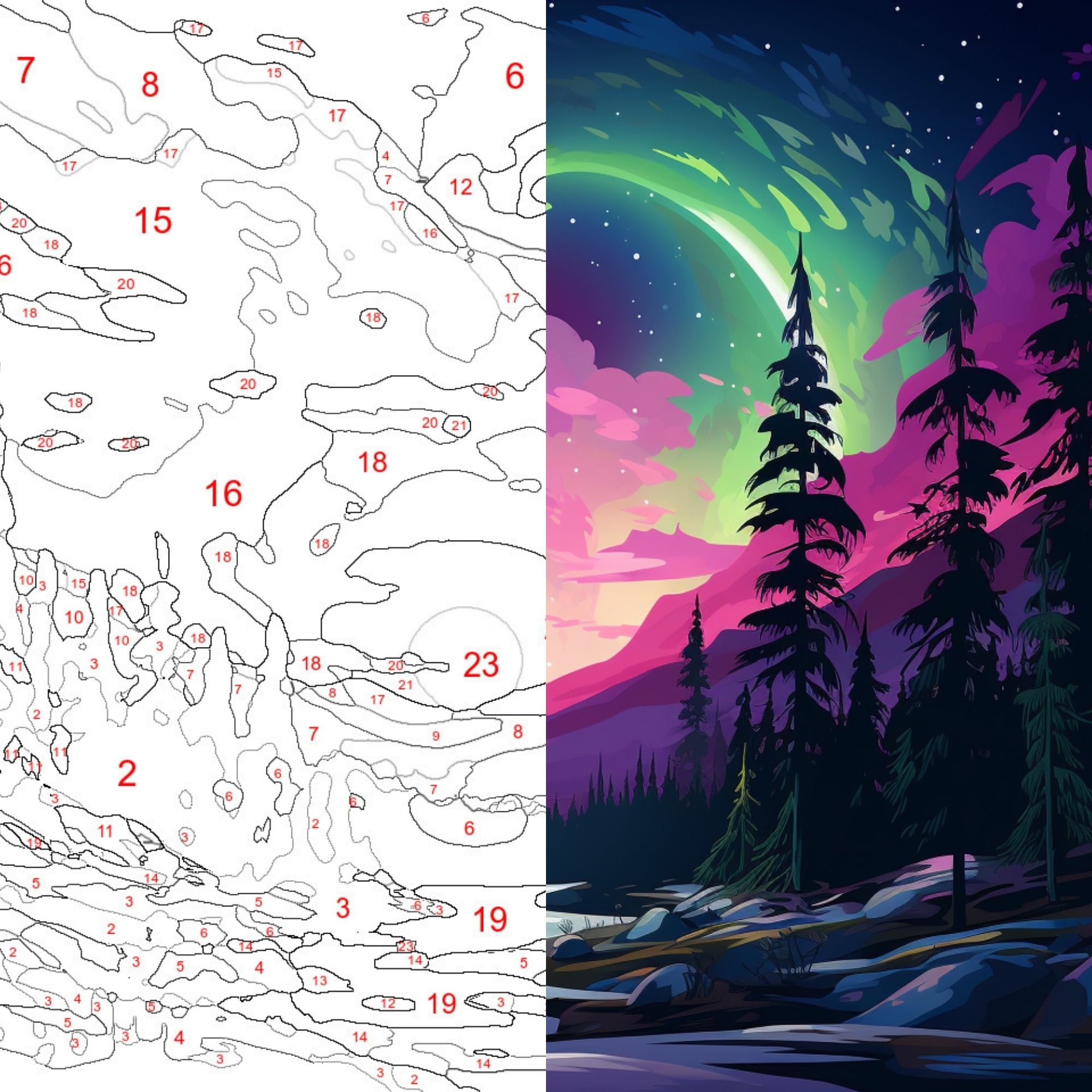 Northern Lights Paint by Number Kit, Landscape Painting Kit, Adult ...