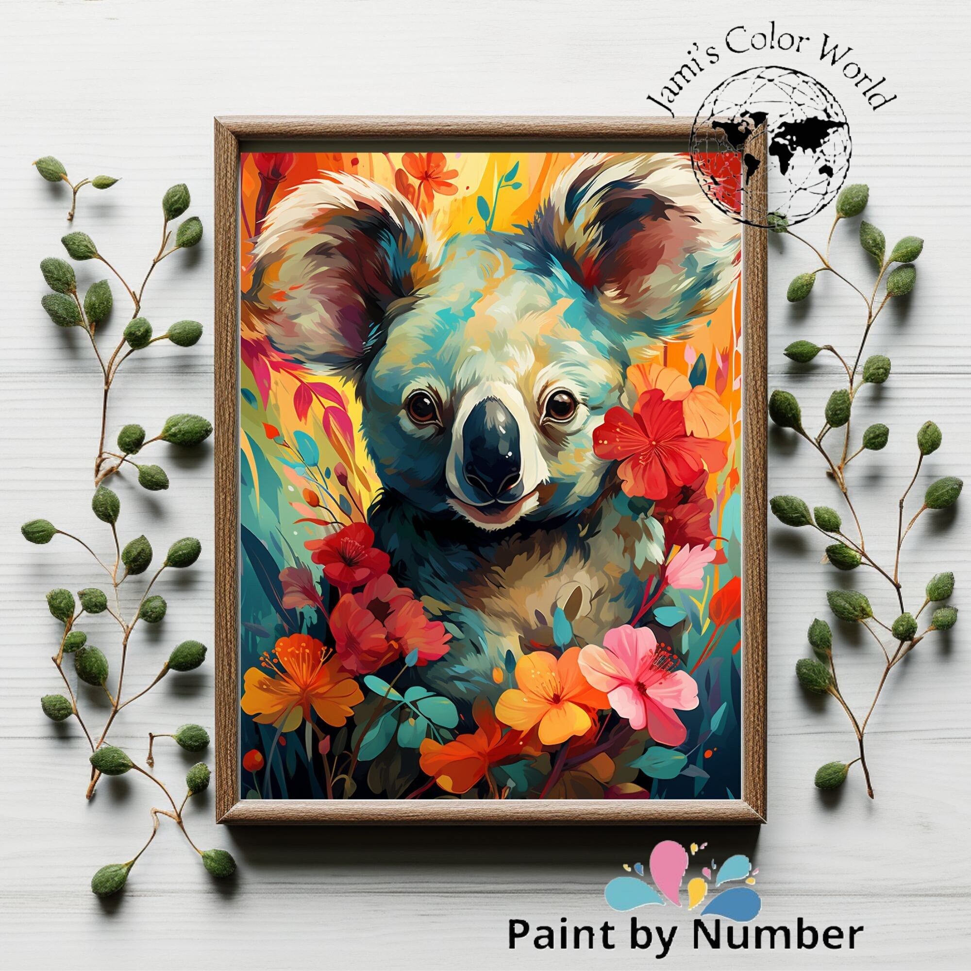 Koala Paint by Number Kit, Animal Painting Kit, Color by Number, Adult ...