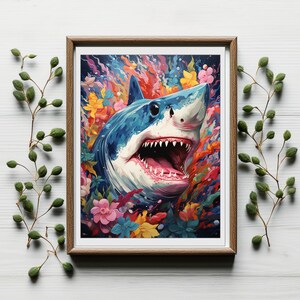 Shark Paint by Number Kit, Animal Painting Kit, Adult Color by Number ...
