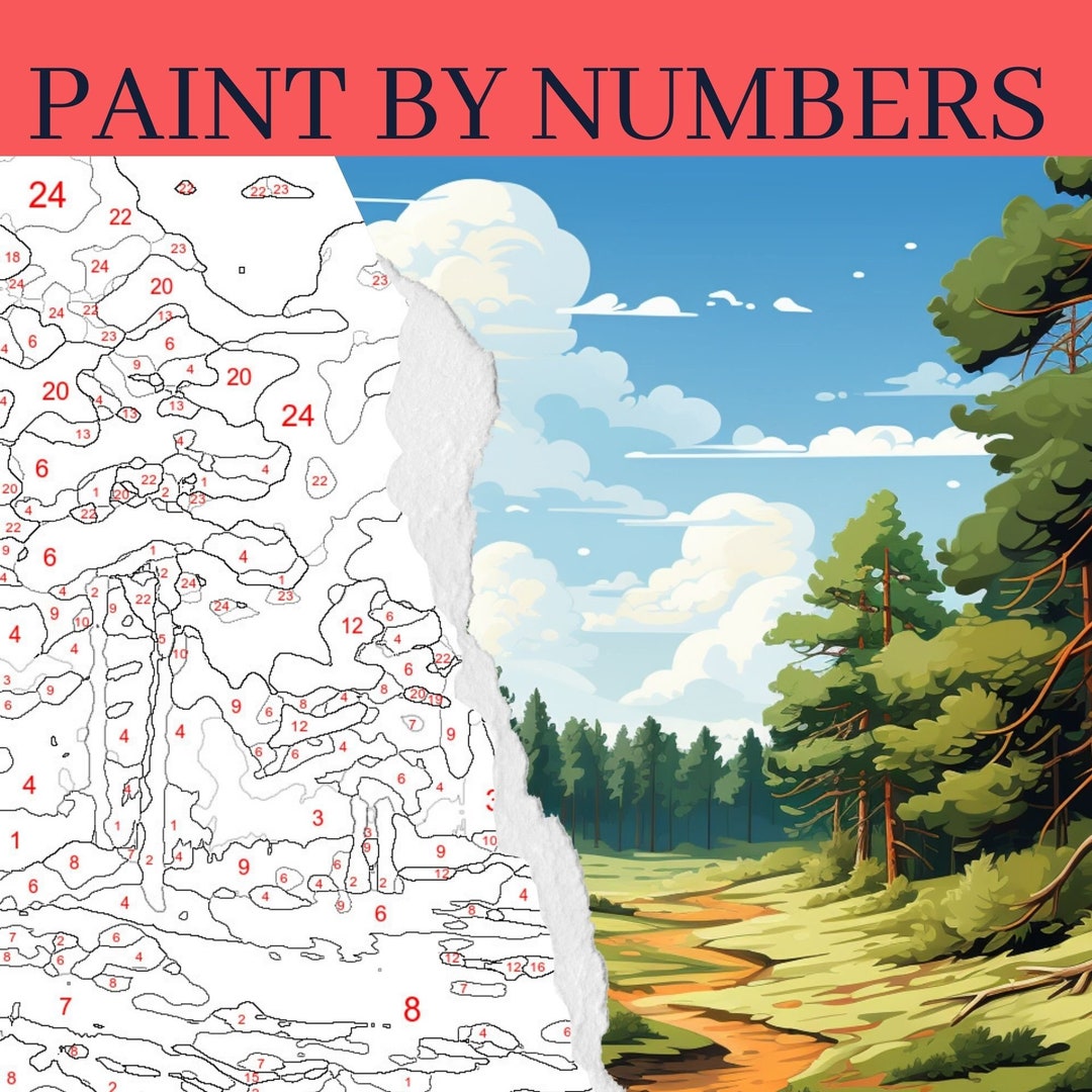 Wood Paint by Number Kit, Landscape Painting Kit, Adult Color by Number ...