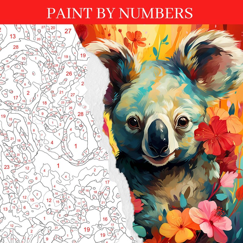 Koala Paint by Number Kit, Animal Painting Kit, Color by Number, Adult ...
