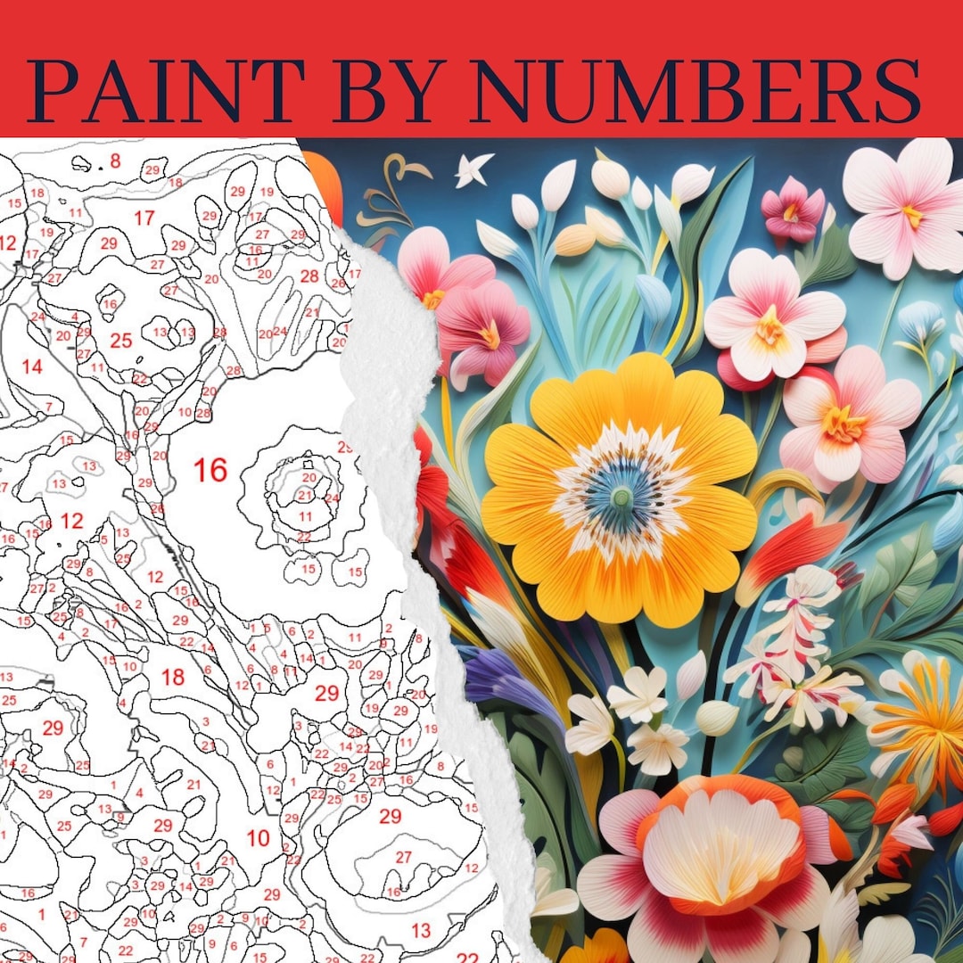 Floral Paint by Number, Flower Painting Kit, Adult Color by Number, DIY ...