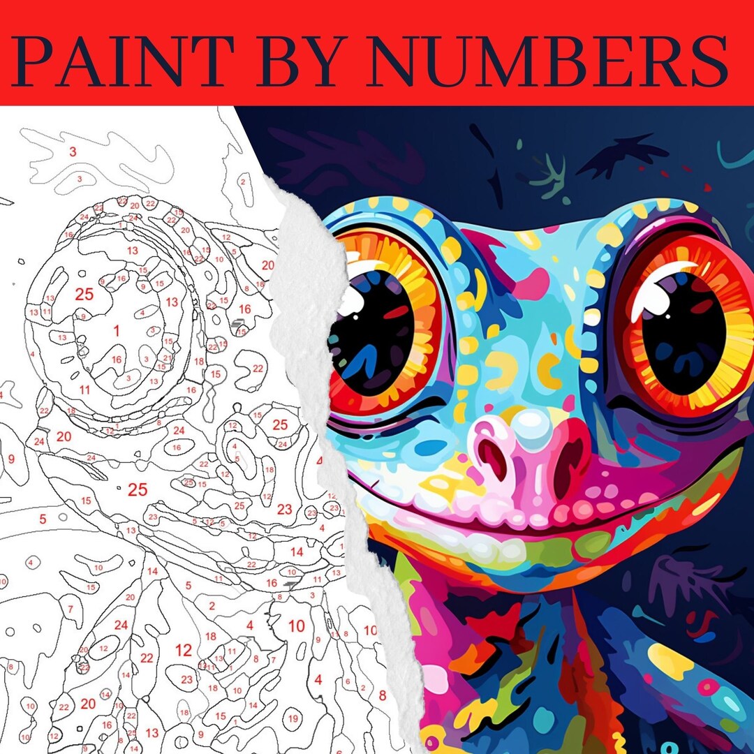 Gecko Paint by Number Kit, Animal Painting Kit, Adult Color by Number ...