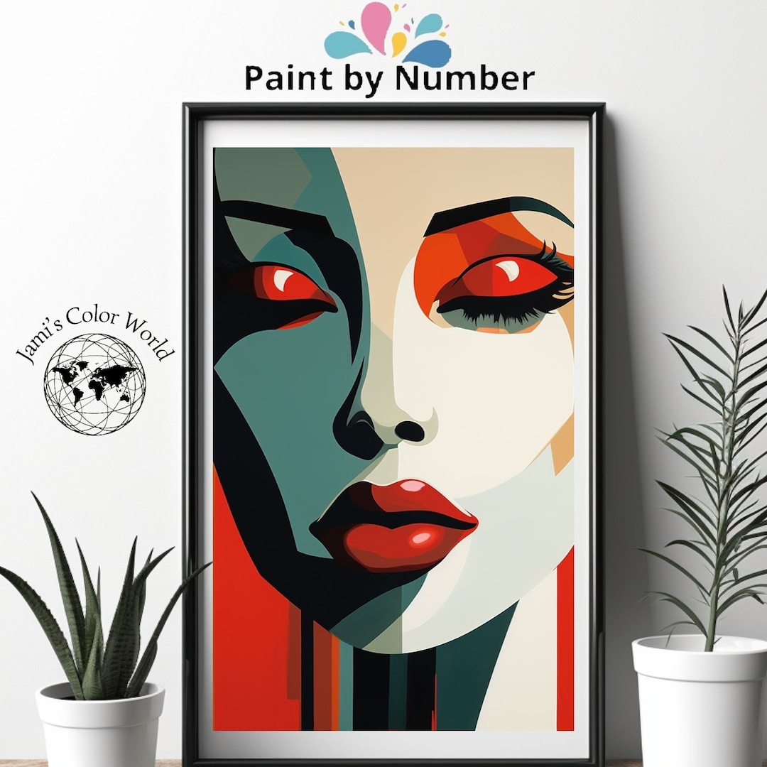 Elegant Female Face Paint by Number Kit, Easy Color by Number, Relaxing ...