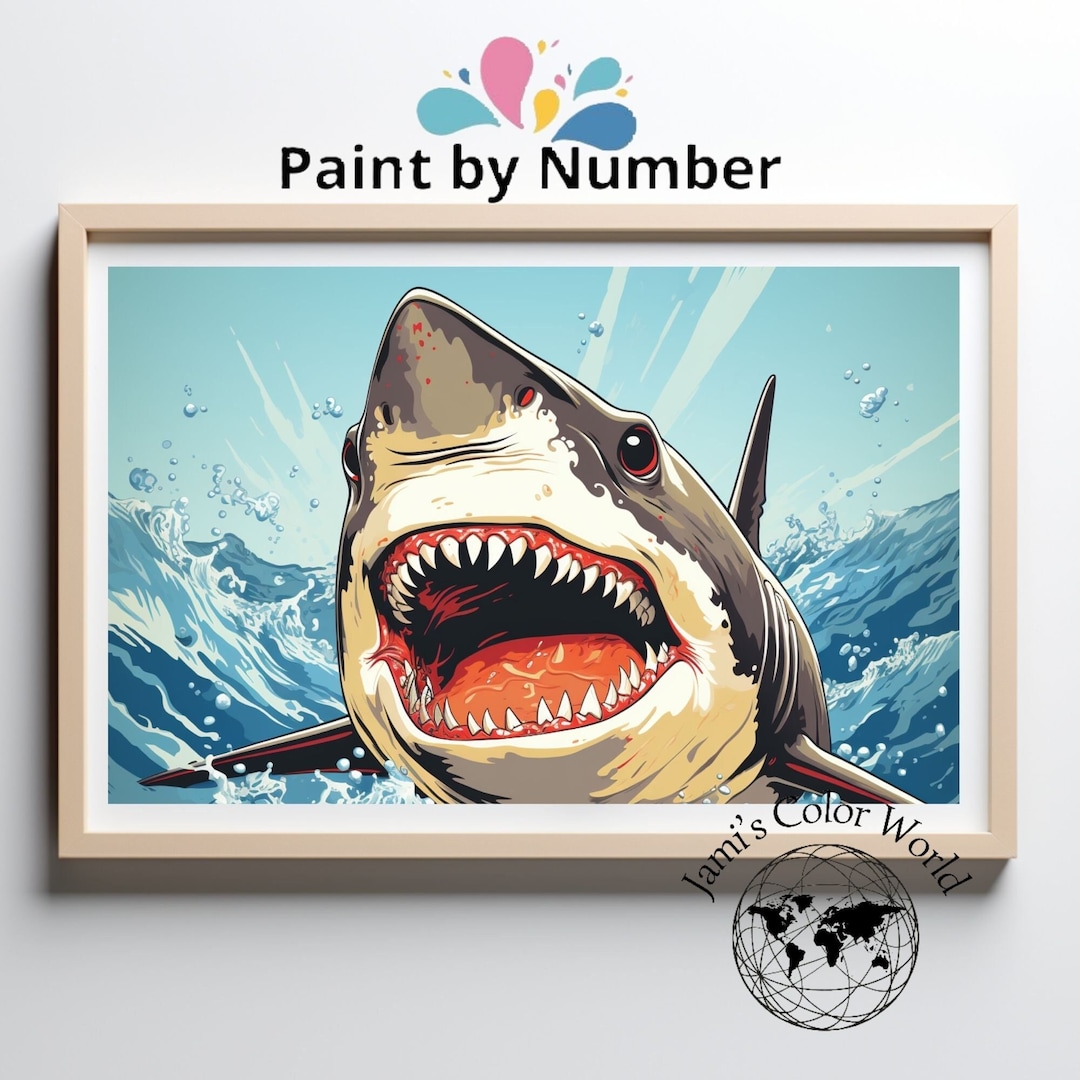 Shark Paint by Number Kit, Animal Painting Kit, Adult Color by Number ...