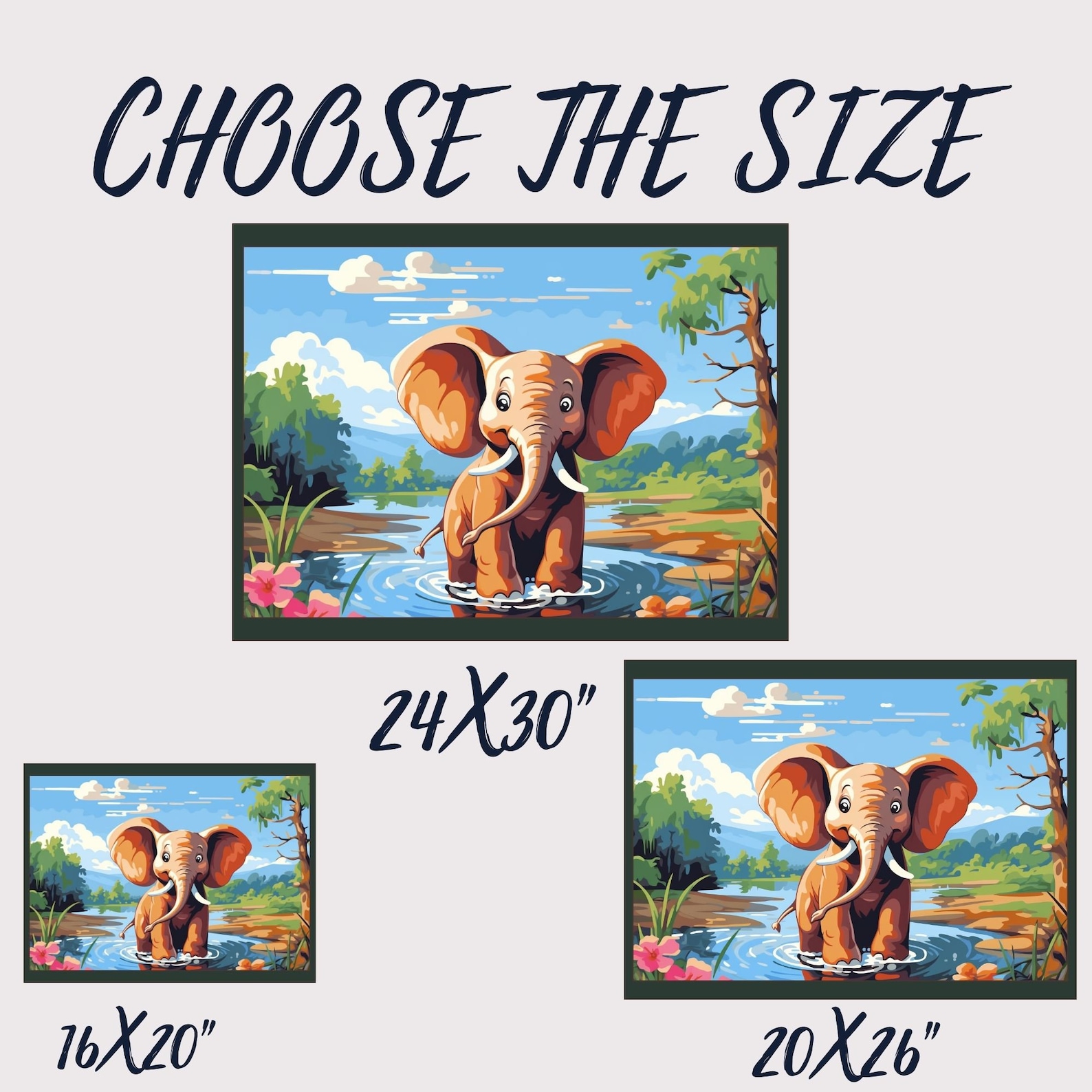 Elephant Paint by Number Kit, Animal Painting Kit, Adult Color by ...