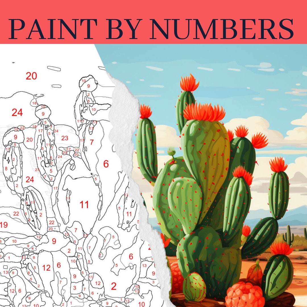 Cactus Paint by Number Kit, Landscape Painting Kit, Adult Color by ...