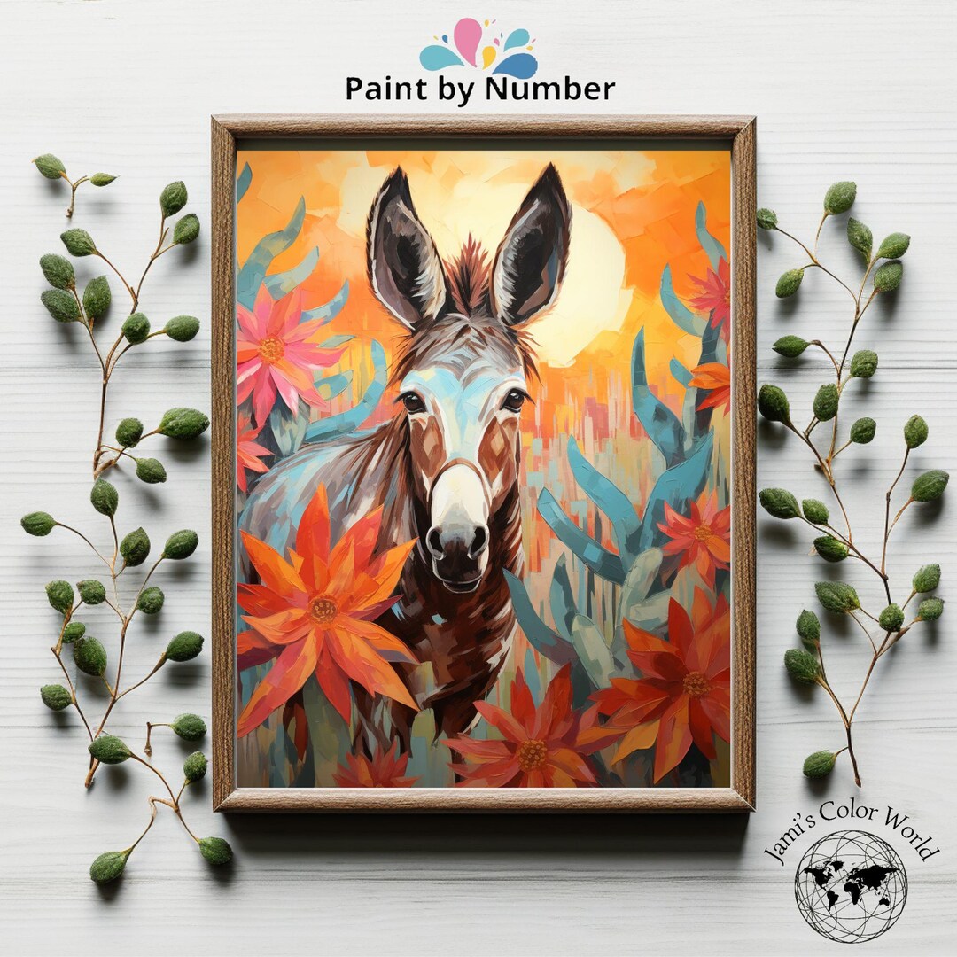 Paint by Number for Adult, Donkey Color by Number, DIY Painting, Animal ...