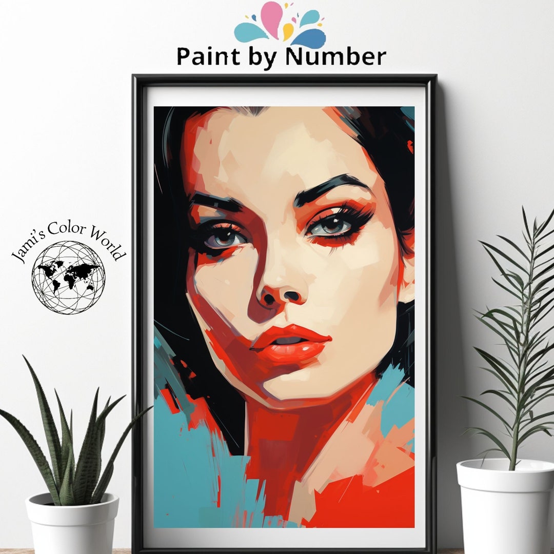 Elegant Female Face Paint by Number Kit, Easy Color by Number, Relaxing ...