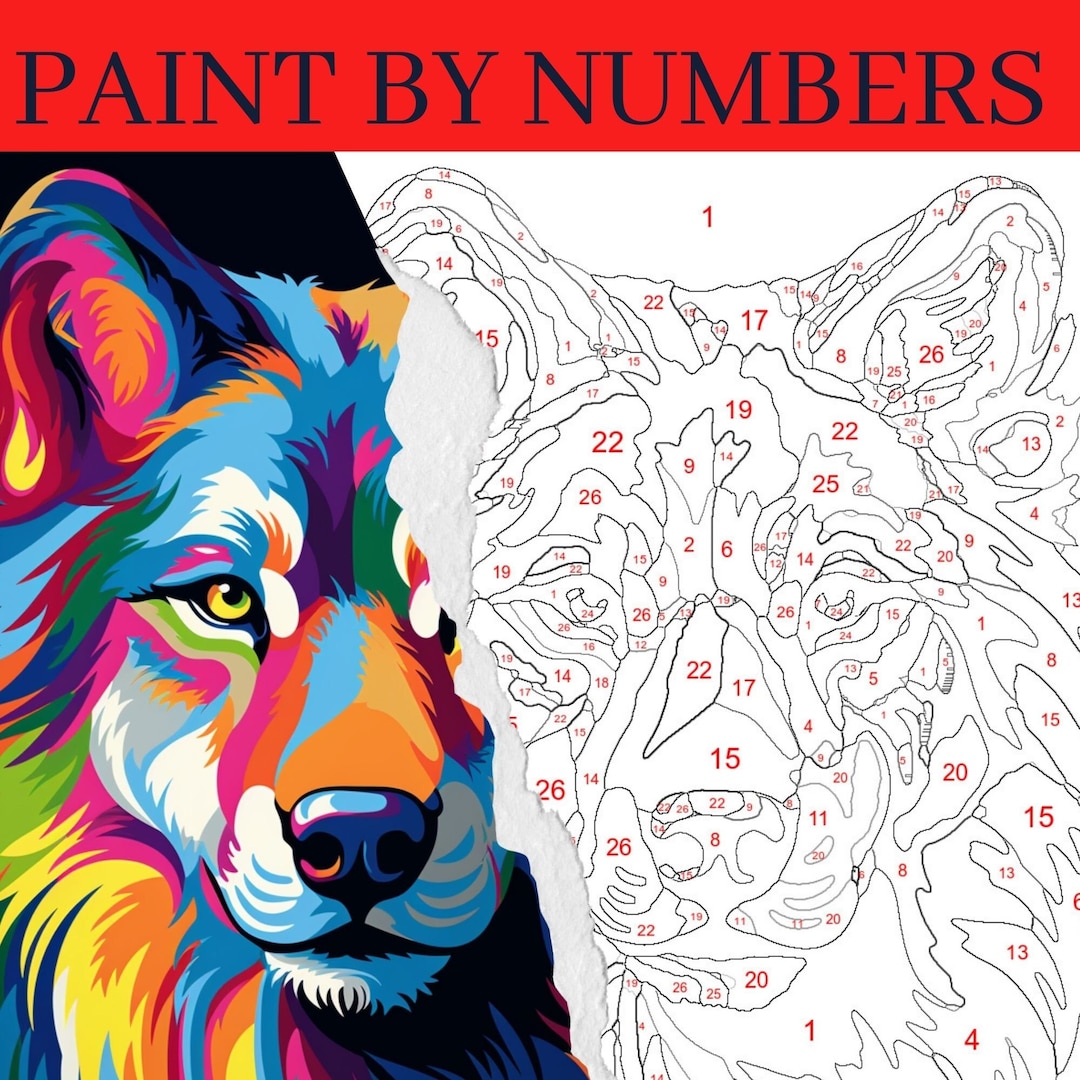Wolf Paint by Number Kit, Animal Painting Kit, Color by Number, Adult ...
