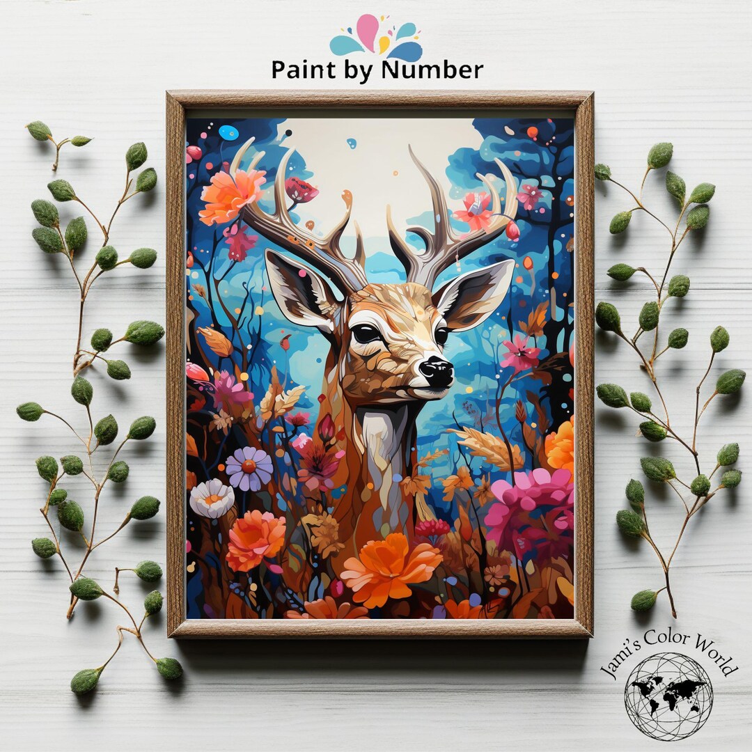 Deer Paint by Number, Deer Color by Number, DIY Painting, Animal ...