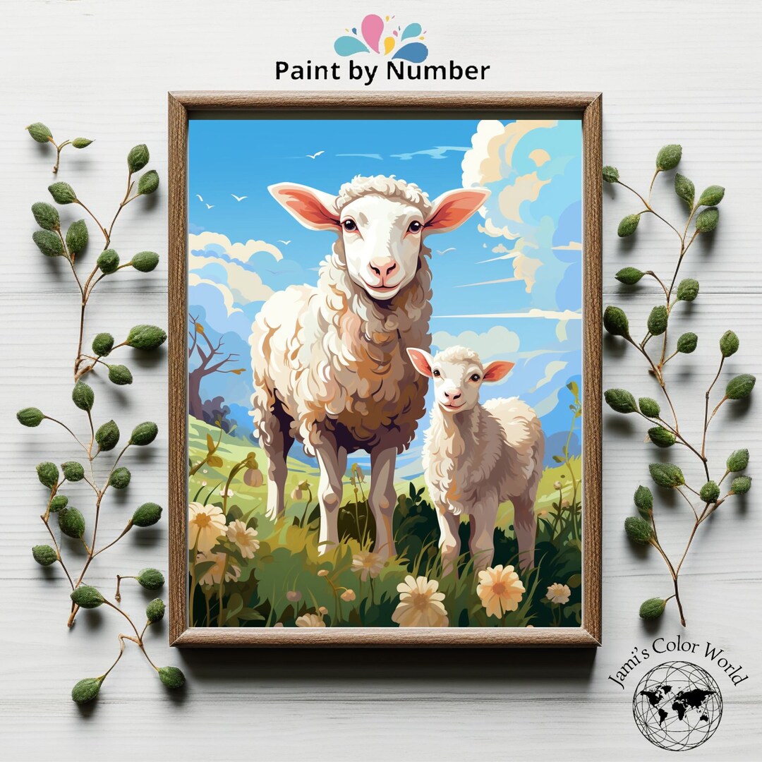 Sheep Paint by Number Kit, Animal Painting Kit, Color by Number, Adult ...