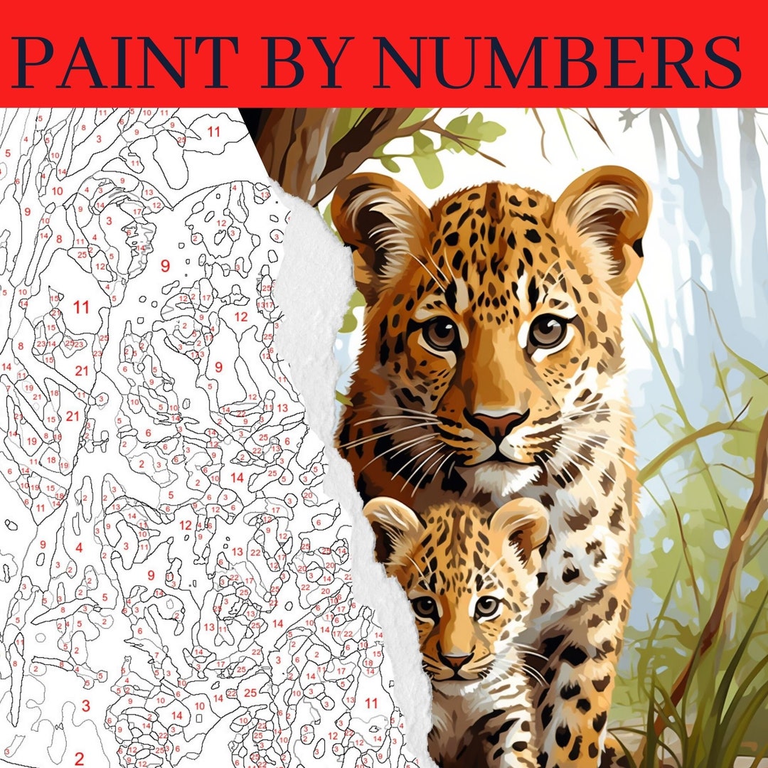 Leopard Paint by Number Kit Animal Painting Kit Adult Color - Etsy