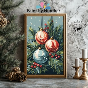 Christmas Paint by Number Kit, Colorful Christmas Baubles, Easy DIY ...