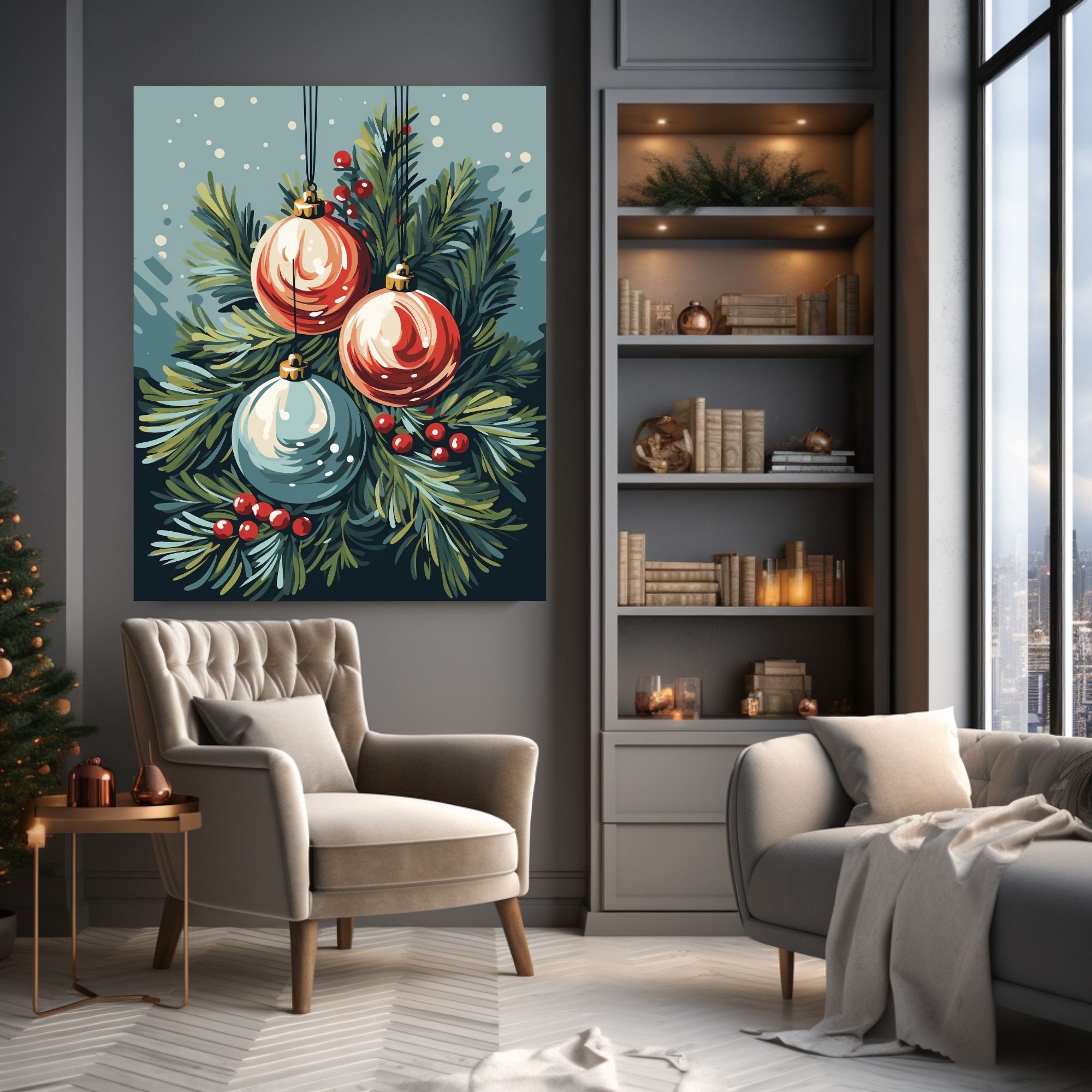 Christmas Paint by Number Kit, Colorful Christmas Baubles, Easy DIY ...