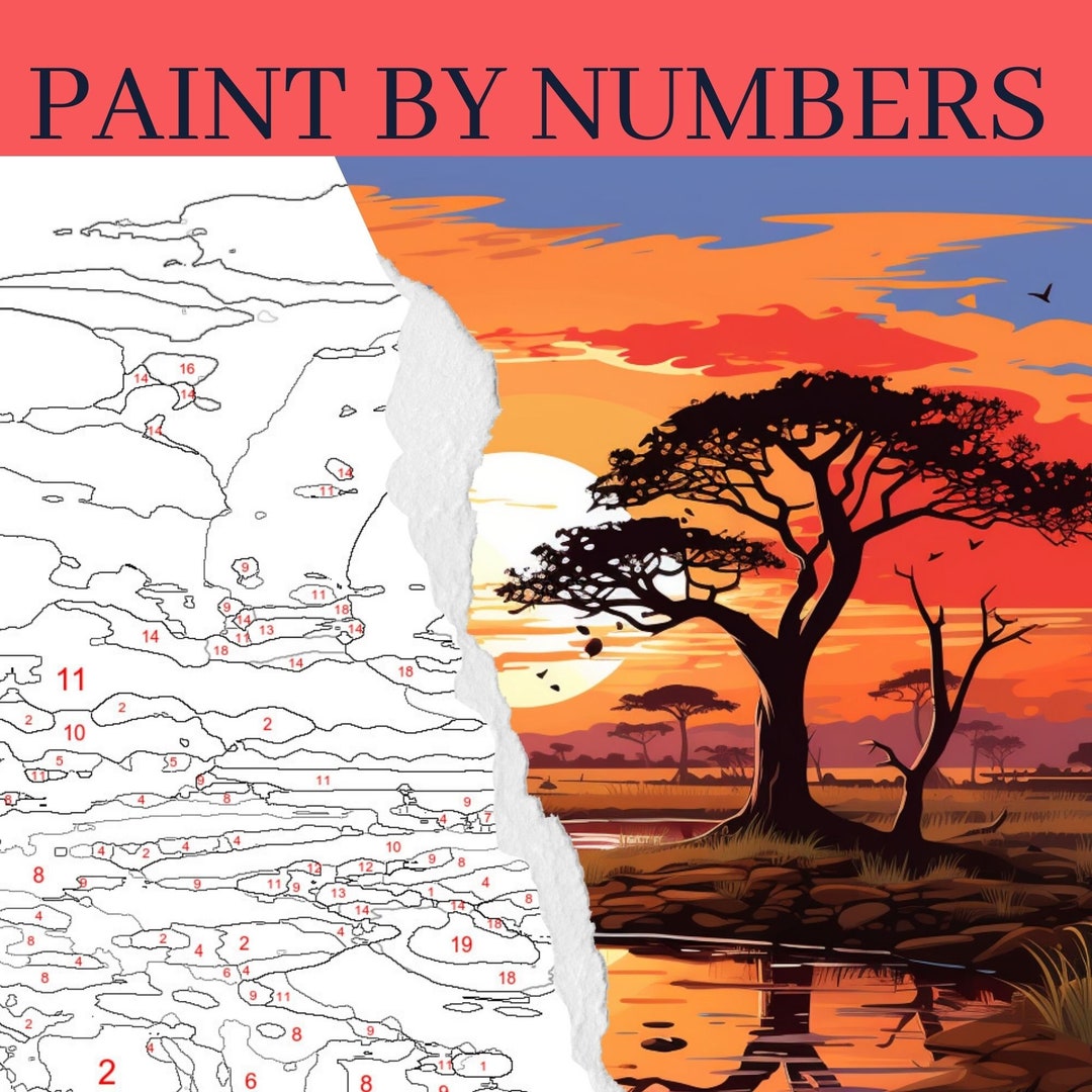 Savannah Paint by Number Kit, Landscape Painting Kit, Adult Color by ...