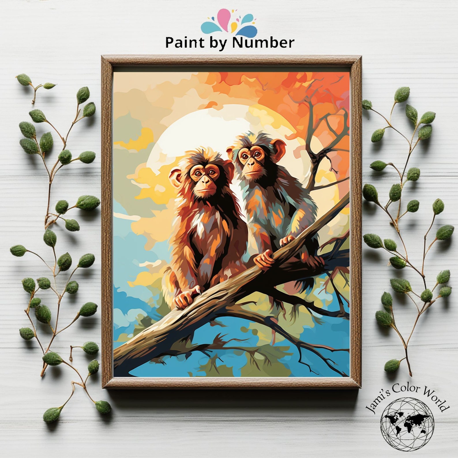 Monkey Paint by Number Kit, Animal Painting Kit, Color by Number, Adult ...