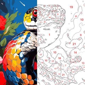 Snake Paint by Number Kit, Animal Painting Kit, Adult Color by Number ...