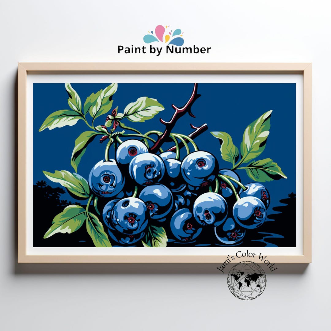 Paint by Number Sweet Blueberry Kit, Easy Canvas Painting for Adults ...