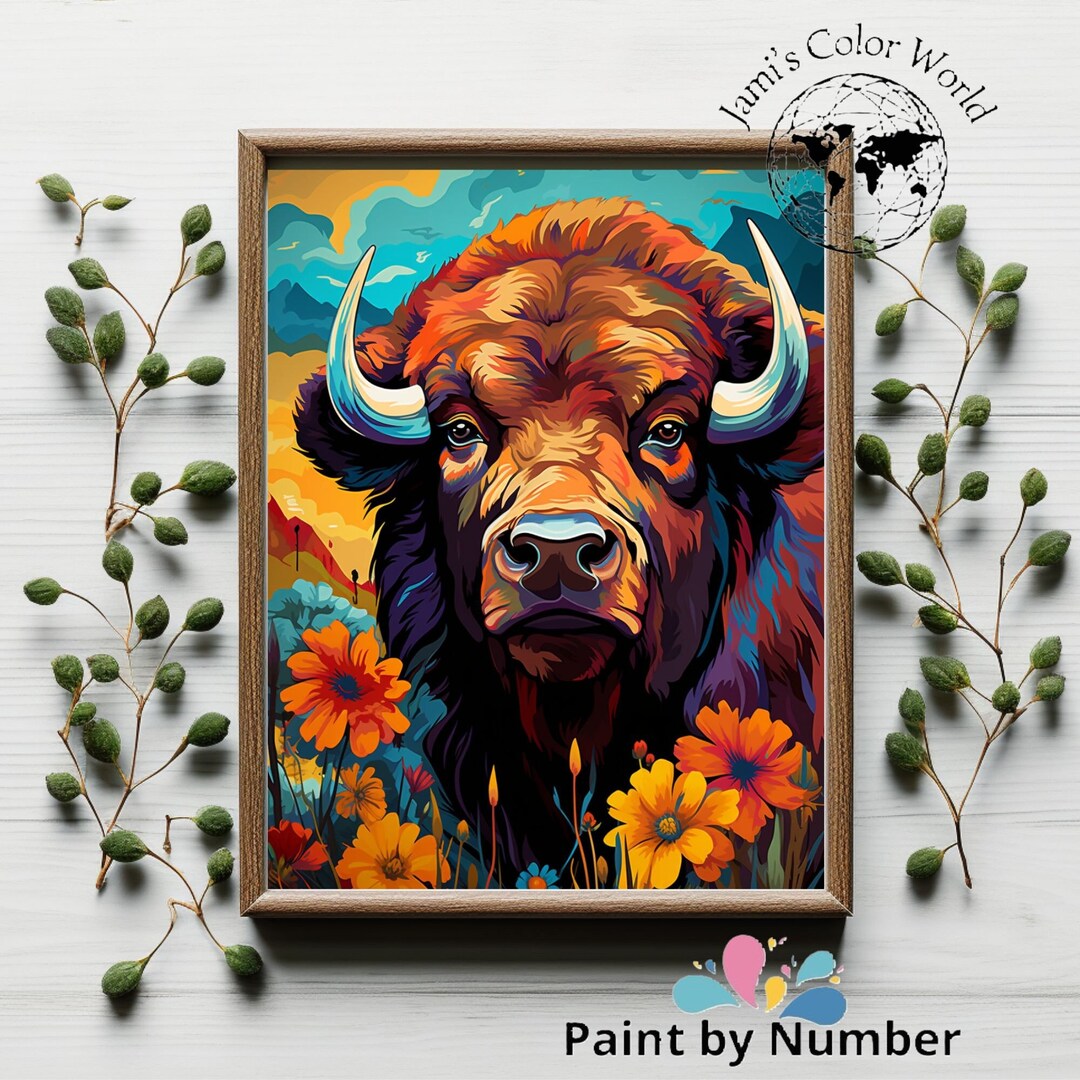 Buffalo Paint by Number Kit, Animal Painting Kit, Color by Number ...