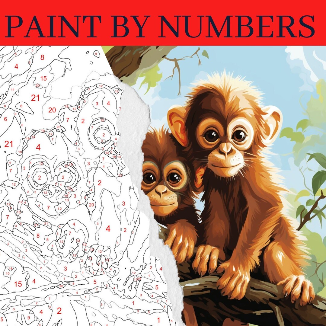 Monkey Paint by Number Kit, Animal Painting Kit, Color by Number, Adult ...