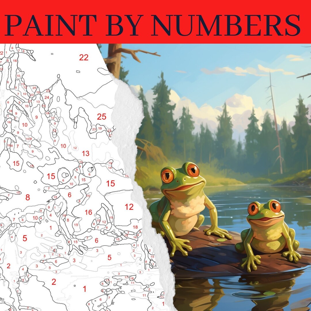 Frog Paint by Number Kit, Animal Painting Kit, Adult Color by Number ...