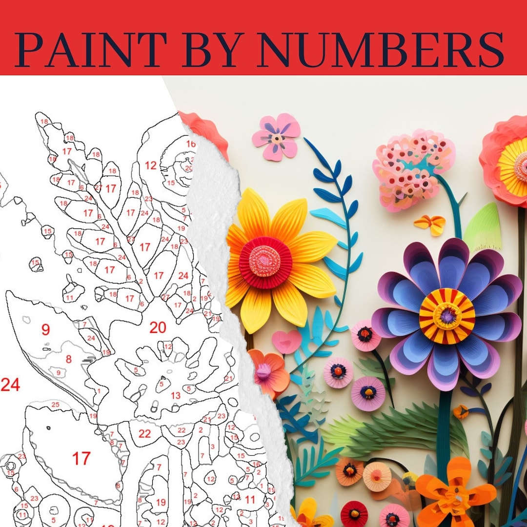 Floral Paint by Number, Flower Painting Kit, Adult Color by Number, DIY ...