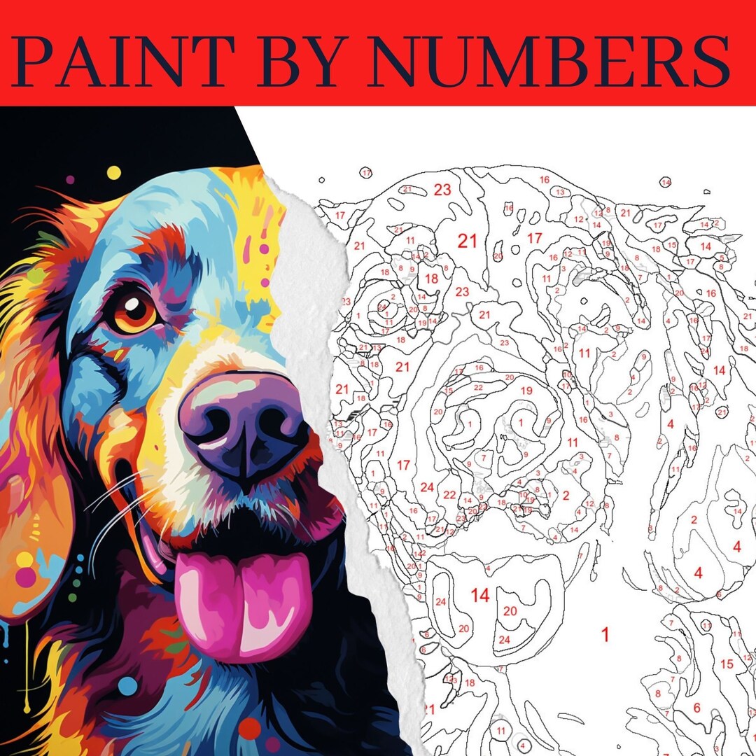 Dog Paint by Number Kit, Animal Painting Kit, Color by Number, Adult ...