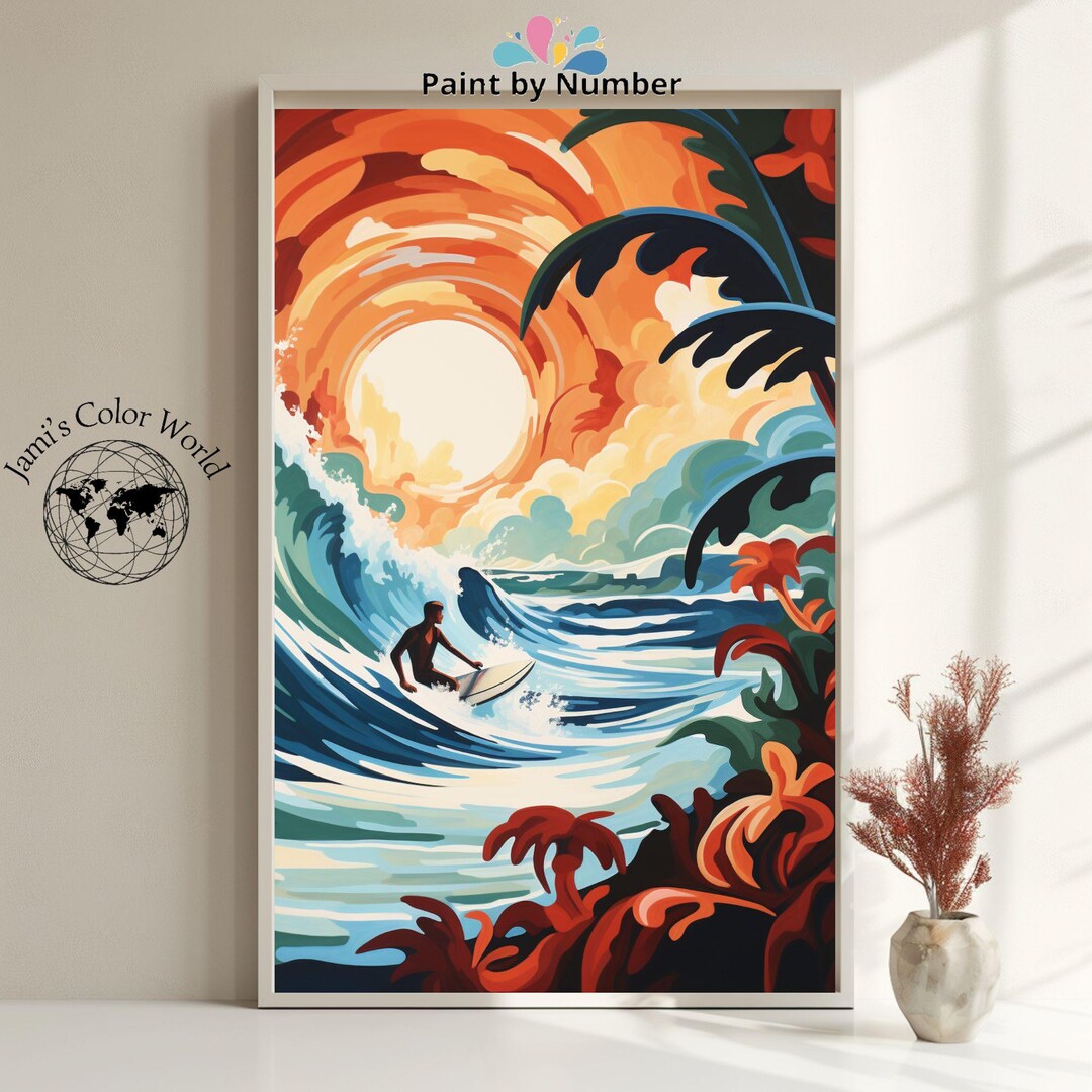 Paint by Number for Adult, Surf Color by Number, Sport Painting Kit ...