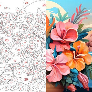 Floral Paint by Number, Flower Painting Kit, Adult Color by Number, DIY ...
