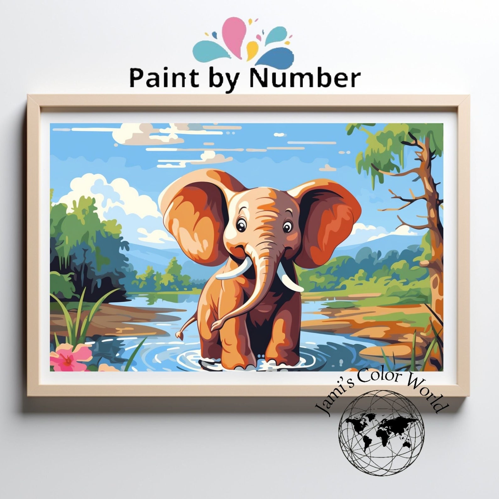 Elephant Paint by Number Kit, Animal Painting Kit, Adult Color by ...