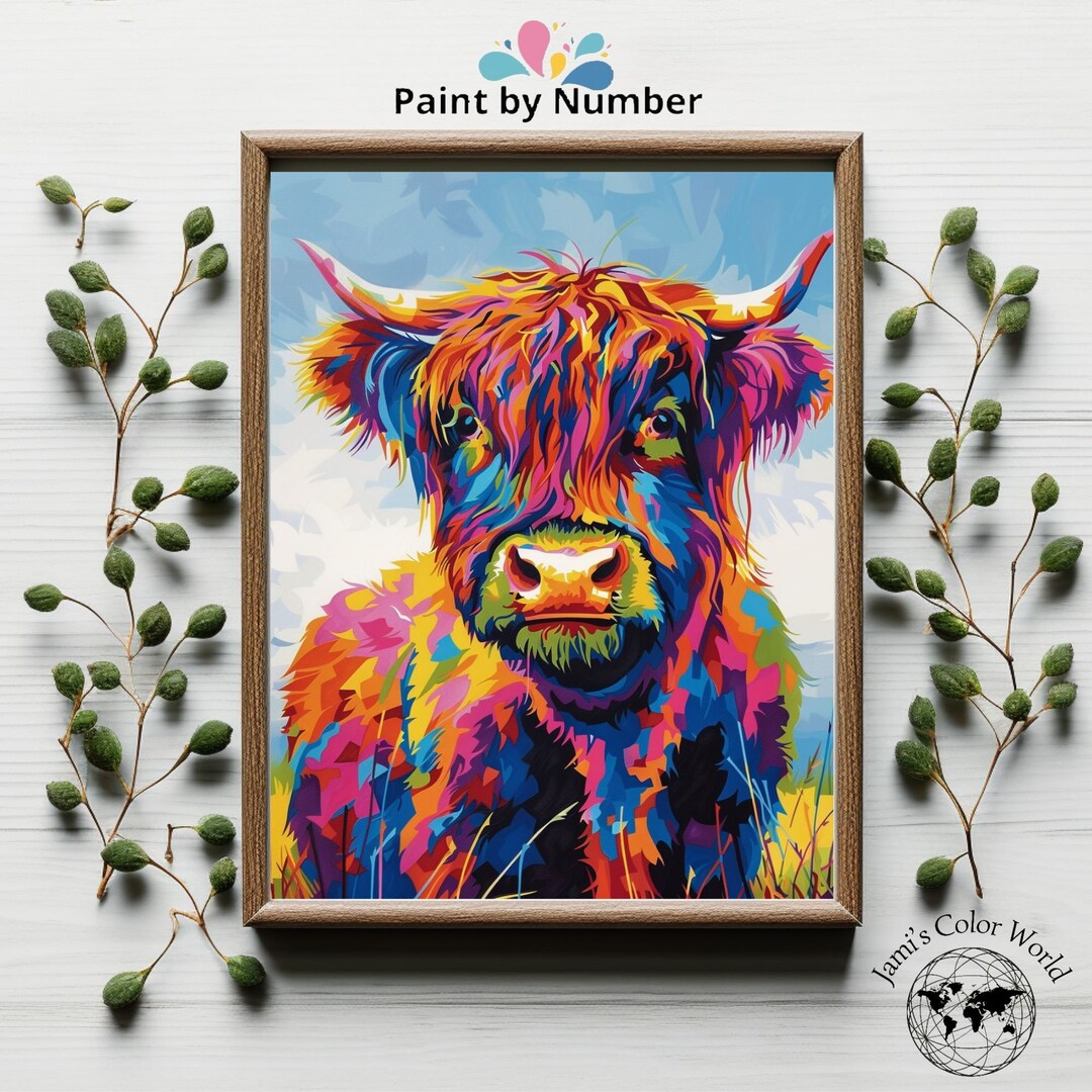 Highland Cow Paint by Number Kit, Animal Painting Kit, Color by Number ...