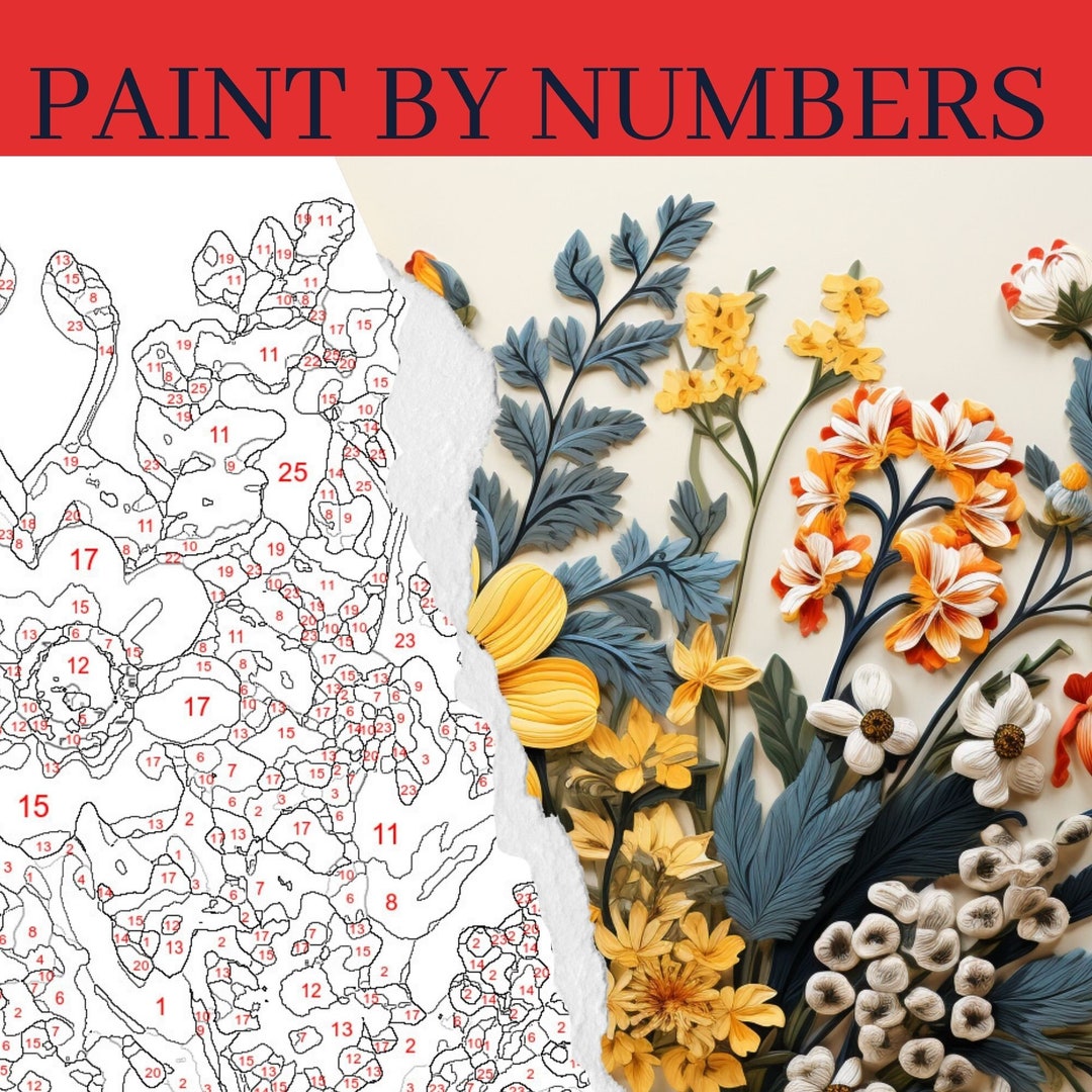Floral Paint by Number, Flower Painting Kit, Adult Color by Number, DIY ...