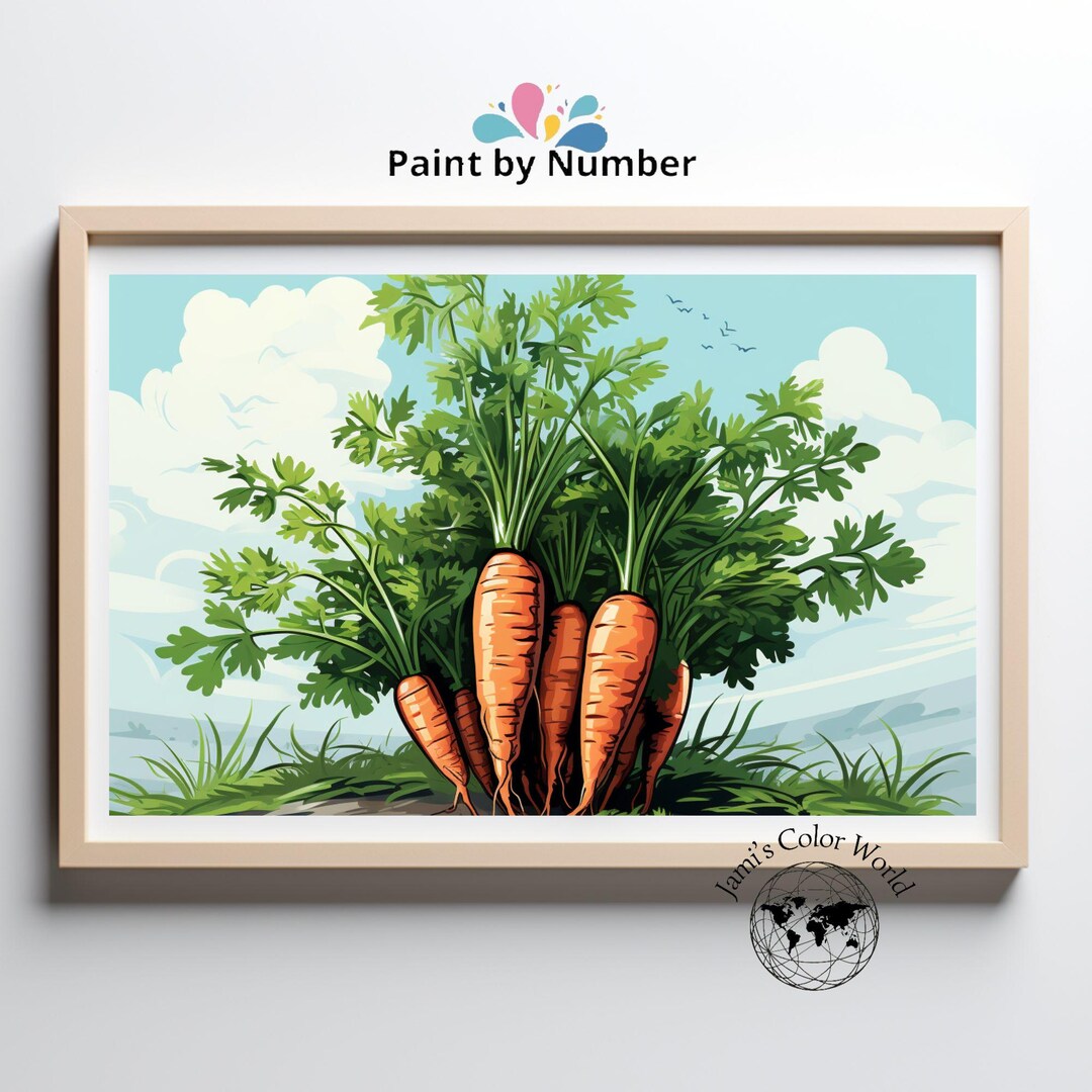 Paint by Number Carrot Art Kit, Easy Canvas Painting for Adults ...